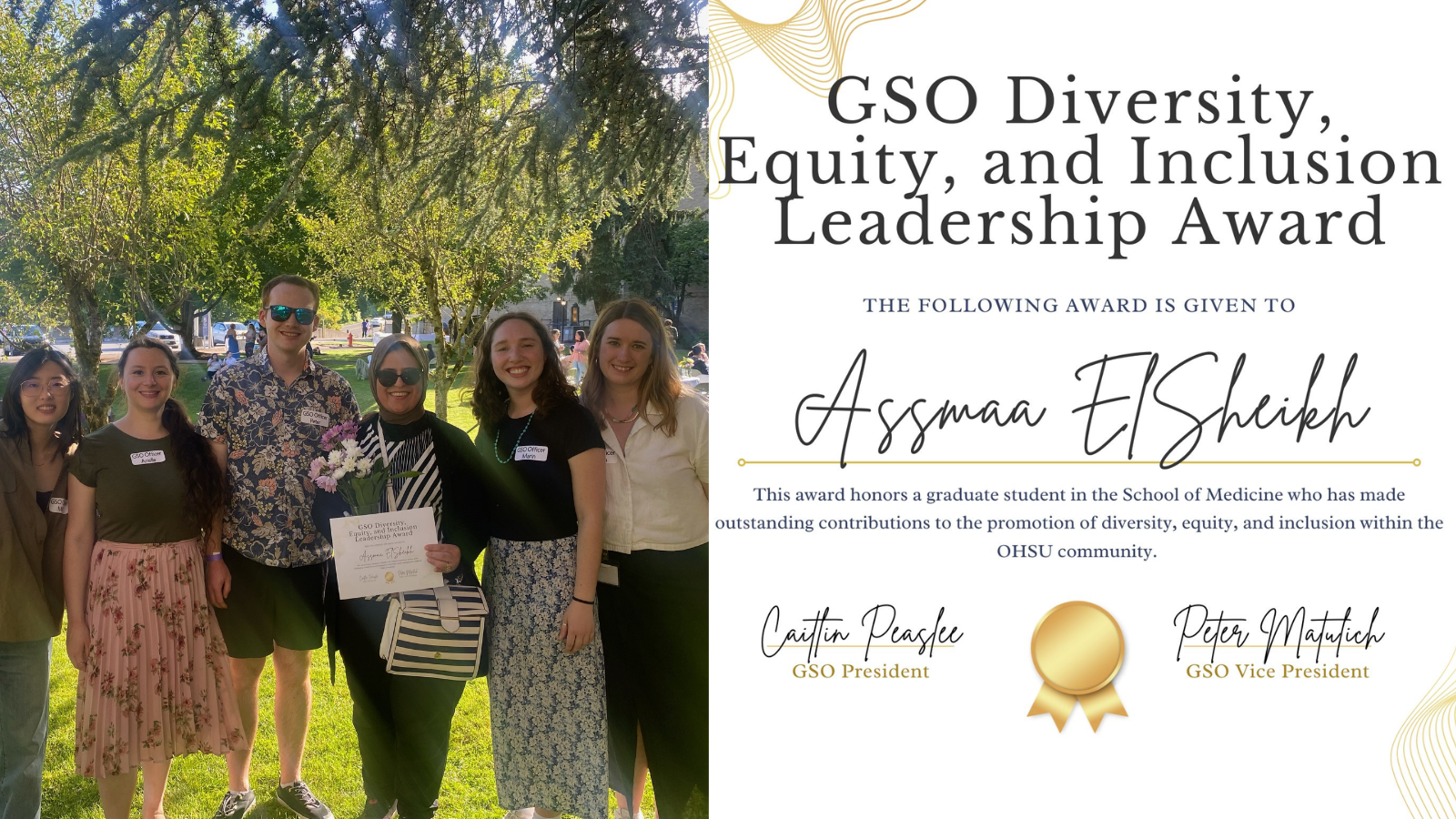 OHSU School of Medicine GSO Diversity, Equity, and Inclusion Leadership Awarded to Assmaa ...
